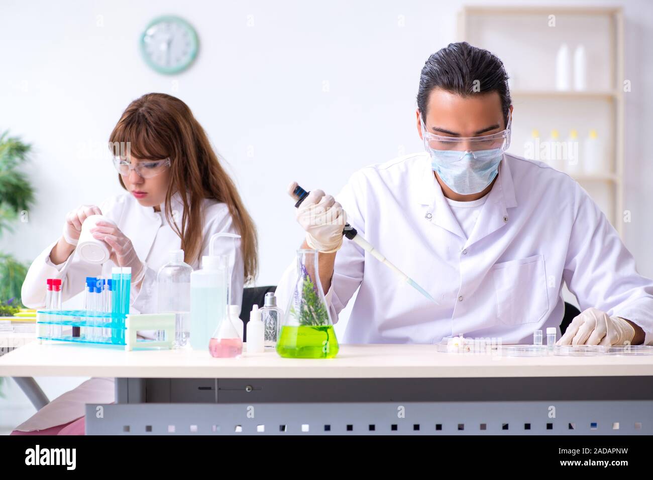 Two chemists working in the lab Stock Photo - Alamy