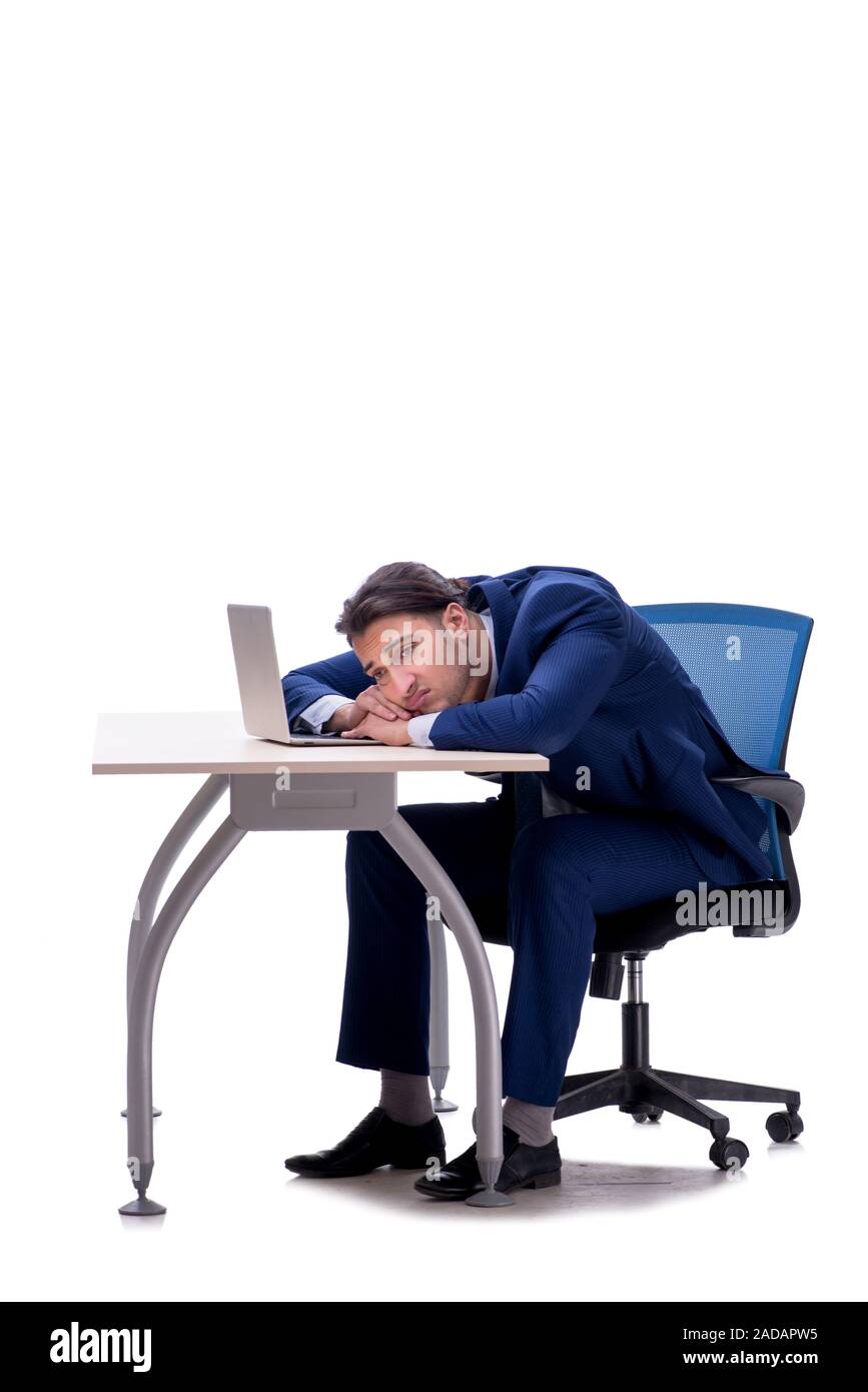 Employee working isolated on white background Stock Photo - Alamy