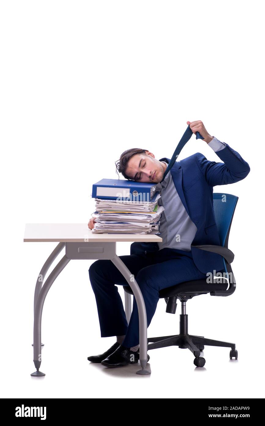 Employee working isolated on white background Stock Photo - Alamy