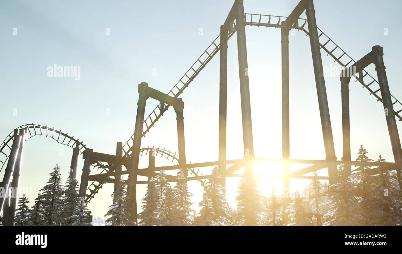 old roller coaster at sunset in forest Stock Photo - Alamy