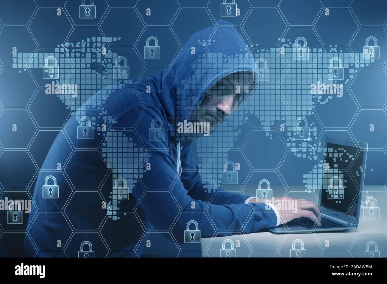 Hacker in digital security concept Stock Photo - Alamy