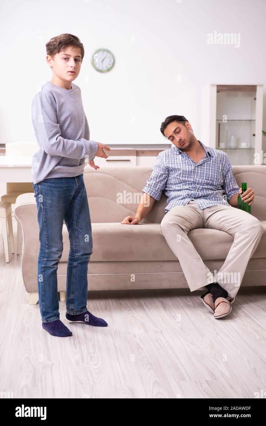 Drunk father and his son Stock Photo - Alamy