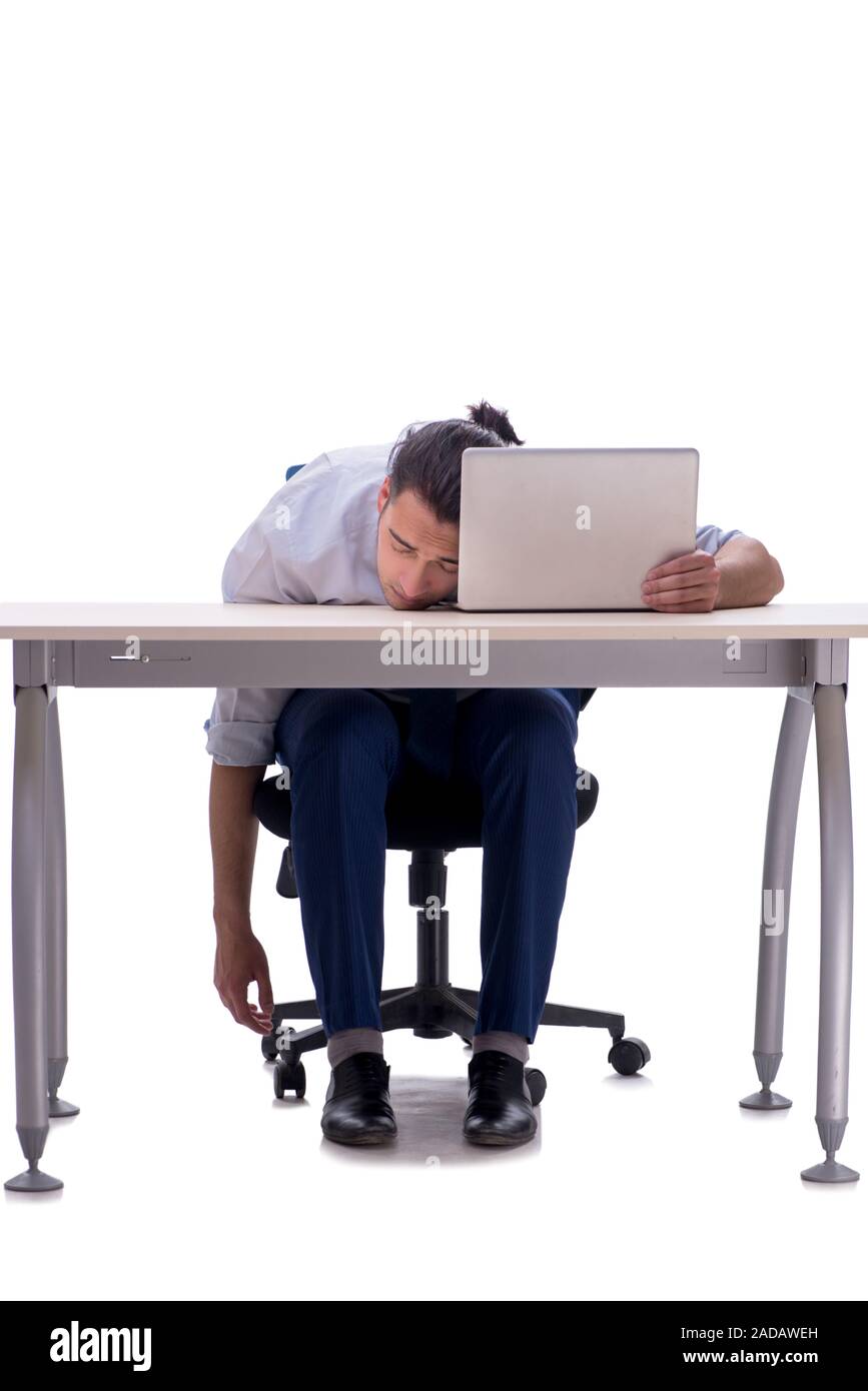 Employee working isolated on white background Stock Photo - Alamy