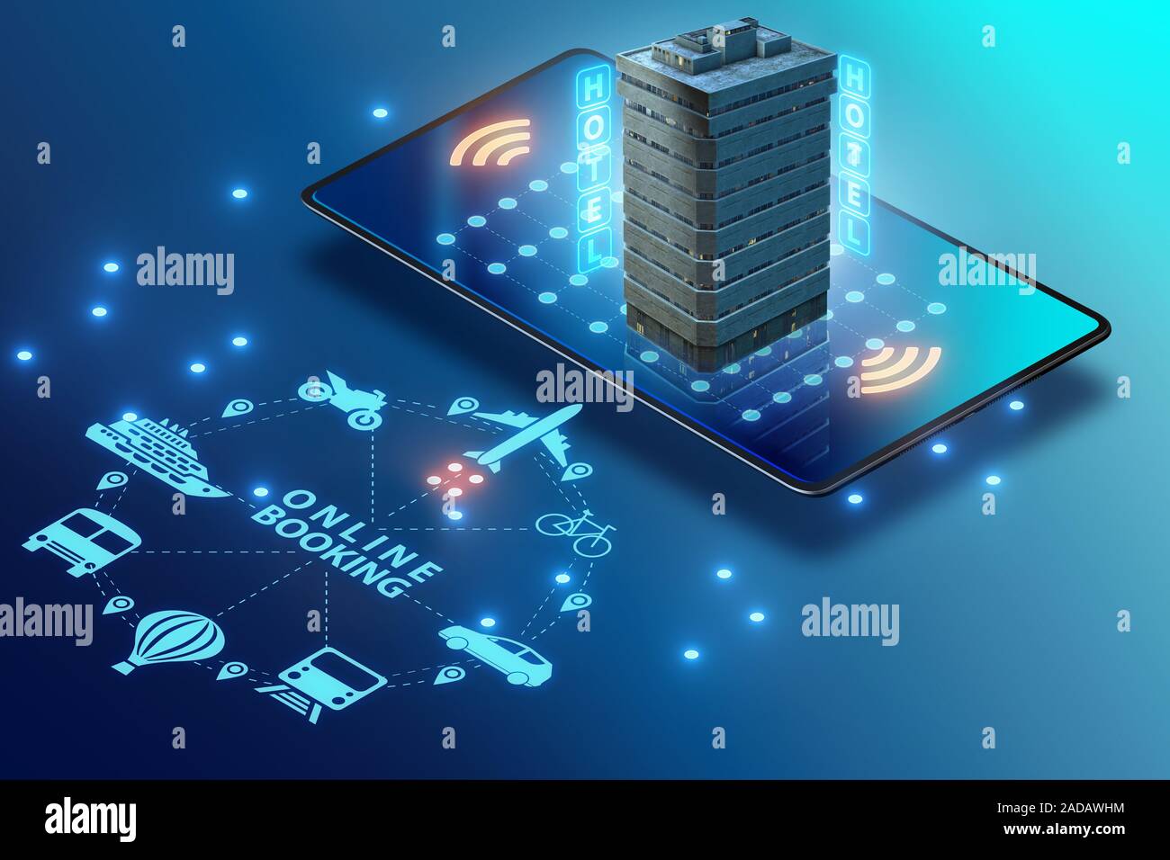 Online booking concept - 3d rendering Stock Photo - Alamy