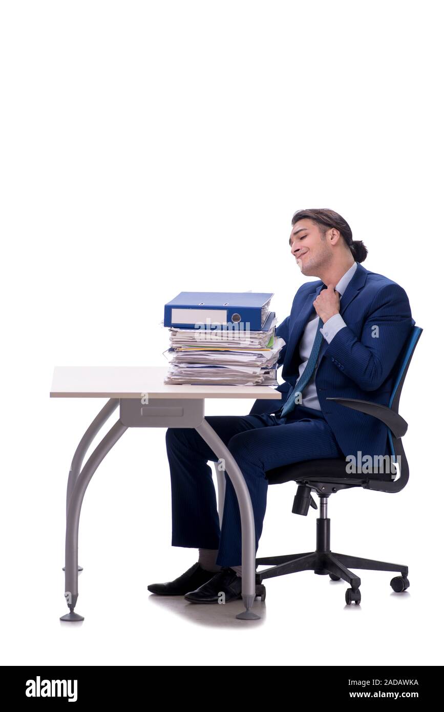 Employee working isolated on white background Stock Photo - Alamy