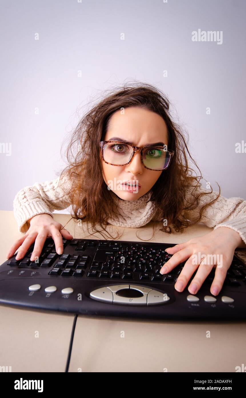 Hacker girl working computer hi-res stock photography and images - Alamy