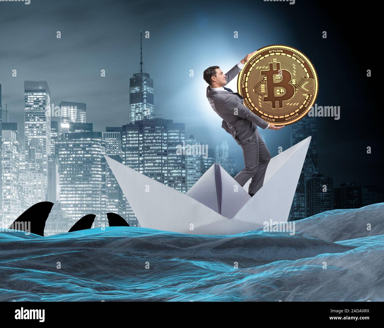 Businessman rowing on dollar boat in Business financial concept Stock ...