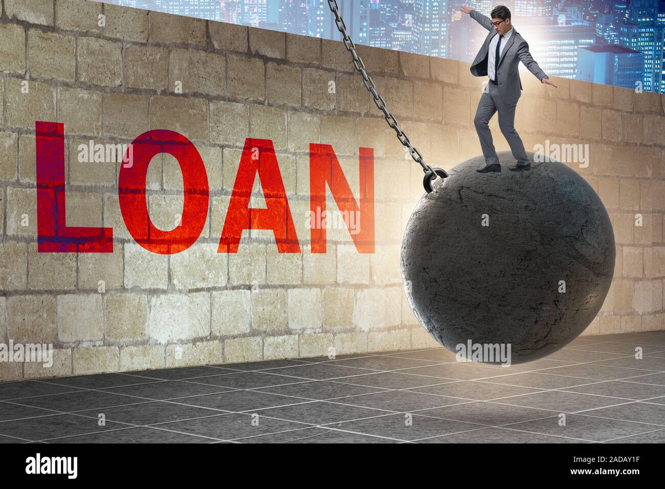 Debt and loan concept with Businessman Stock Photo - Alamy