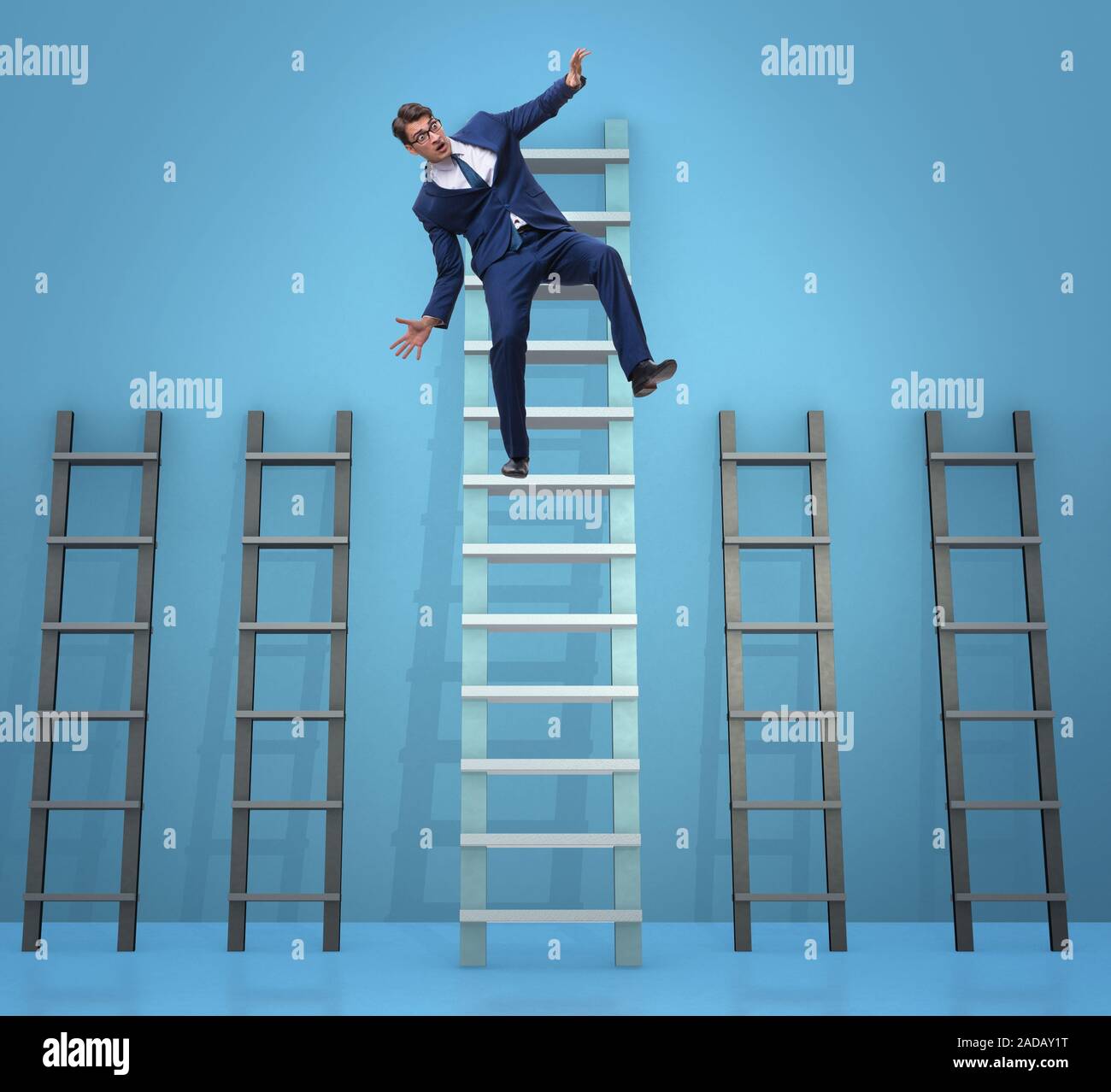 Employee being fired and falling from career ladder Stock Photo - Alamy