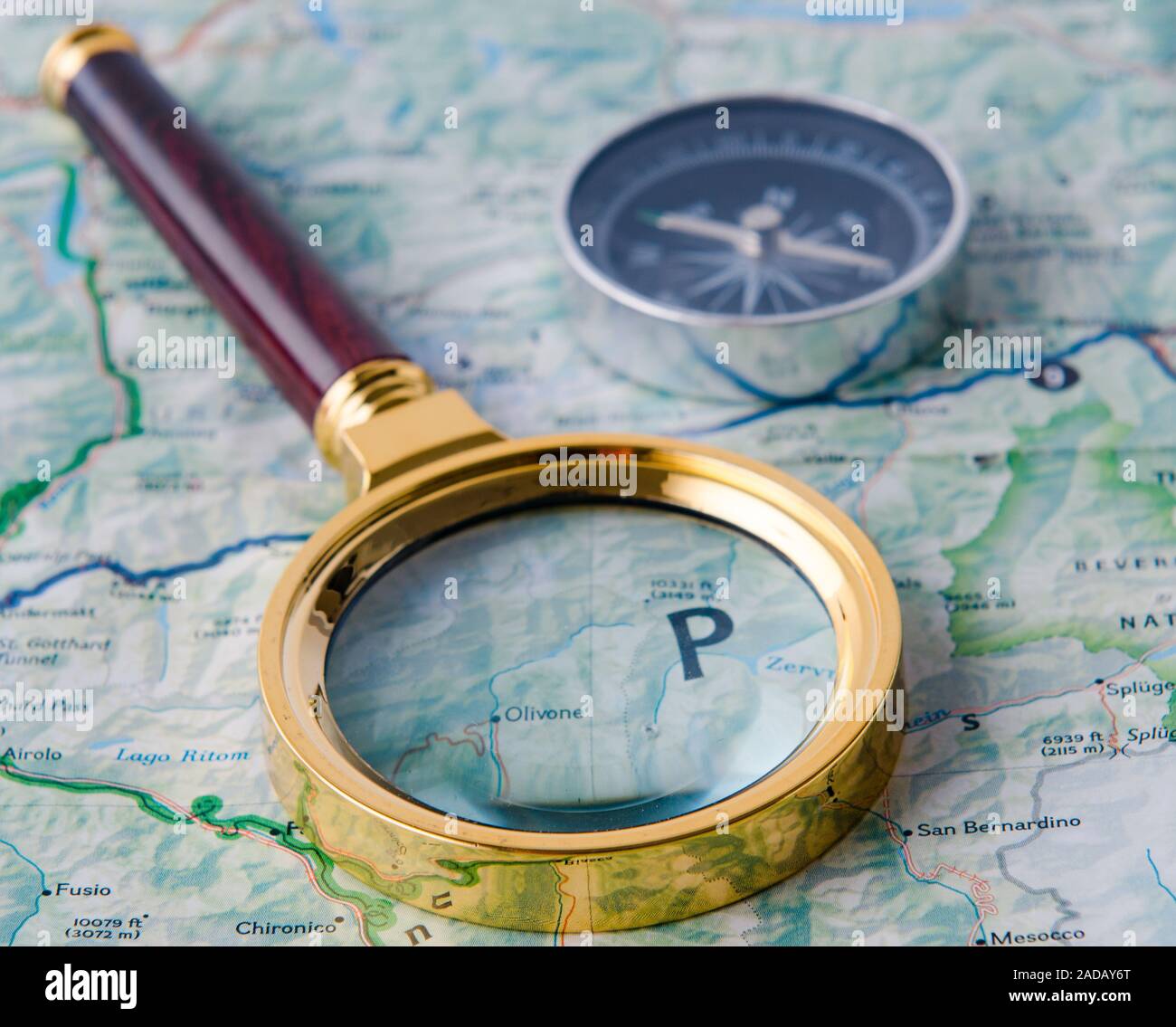 Travel concept with compass and map Stock Photo - Alamy