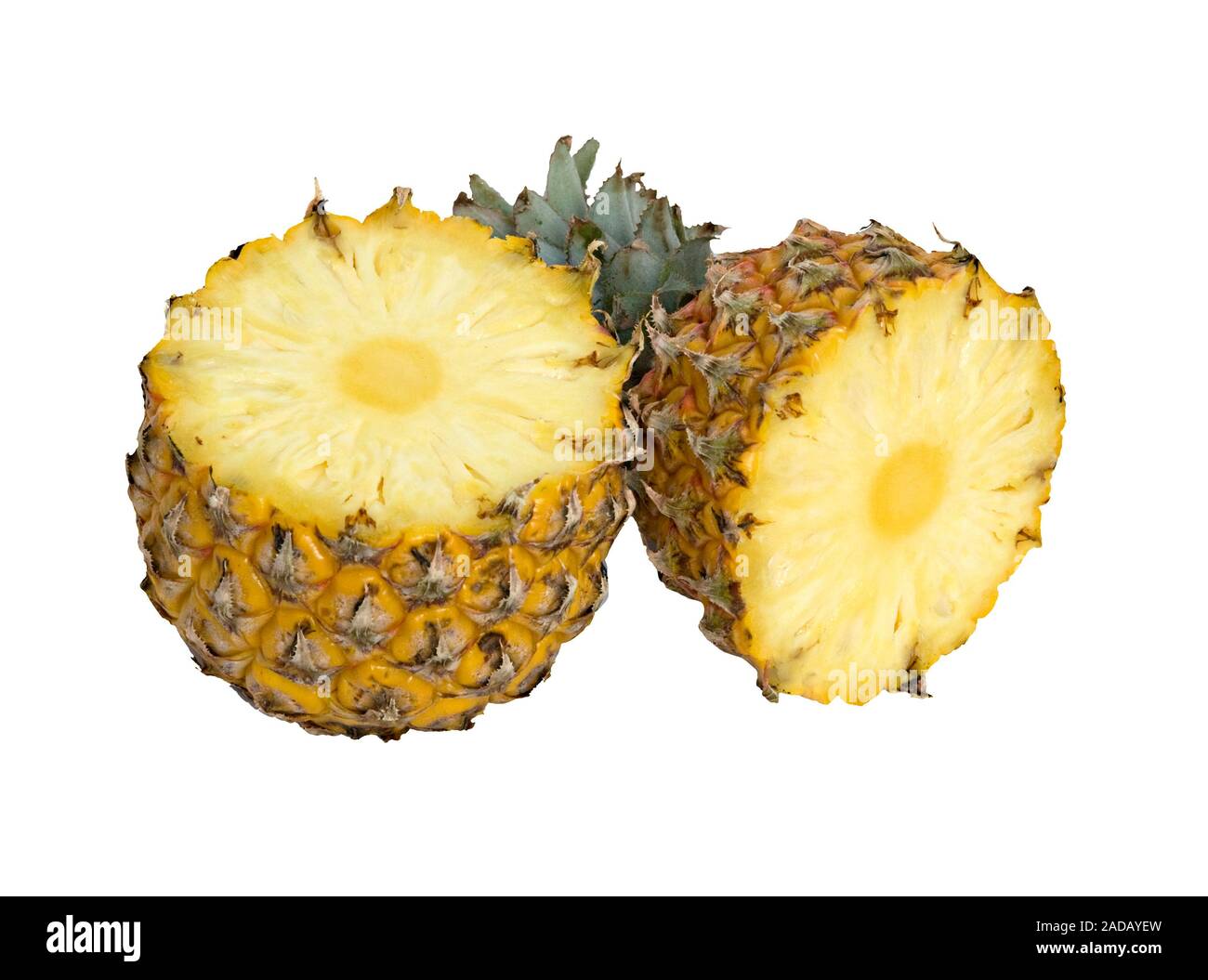 Sections of pineapple isolated on white background Stock Photo - Alamy