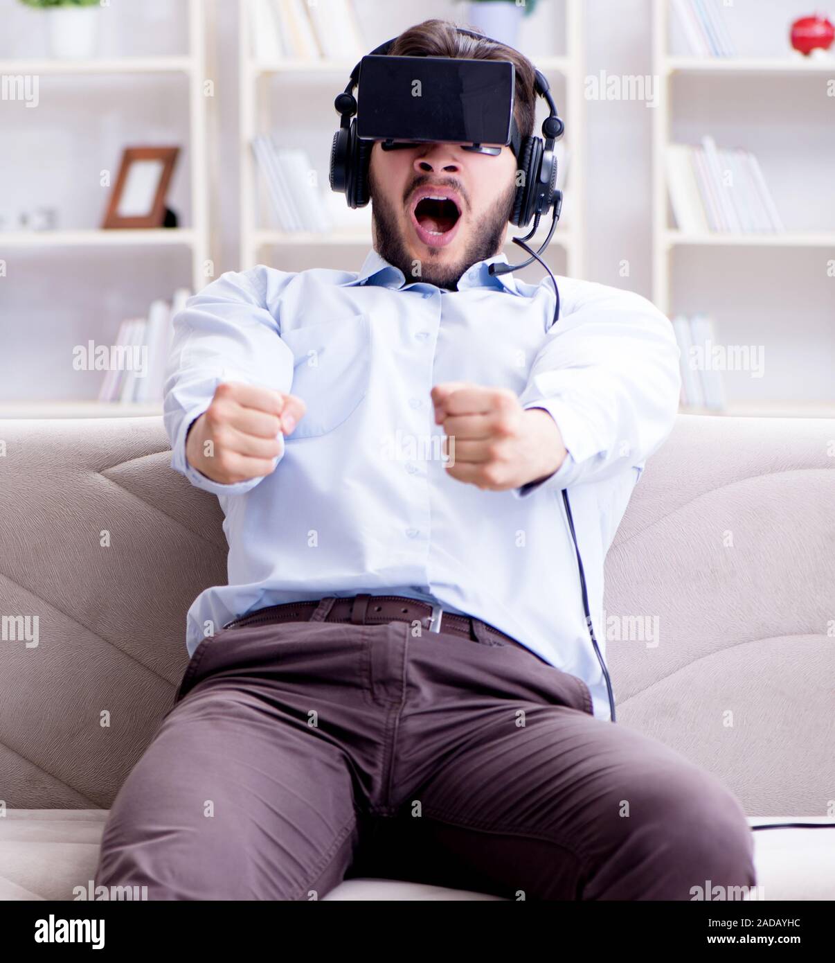Student gamer playing games at home Stock Photo - Alamy