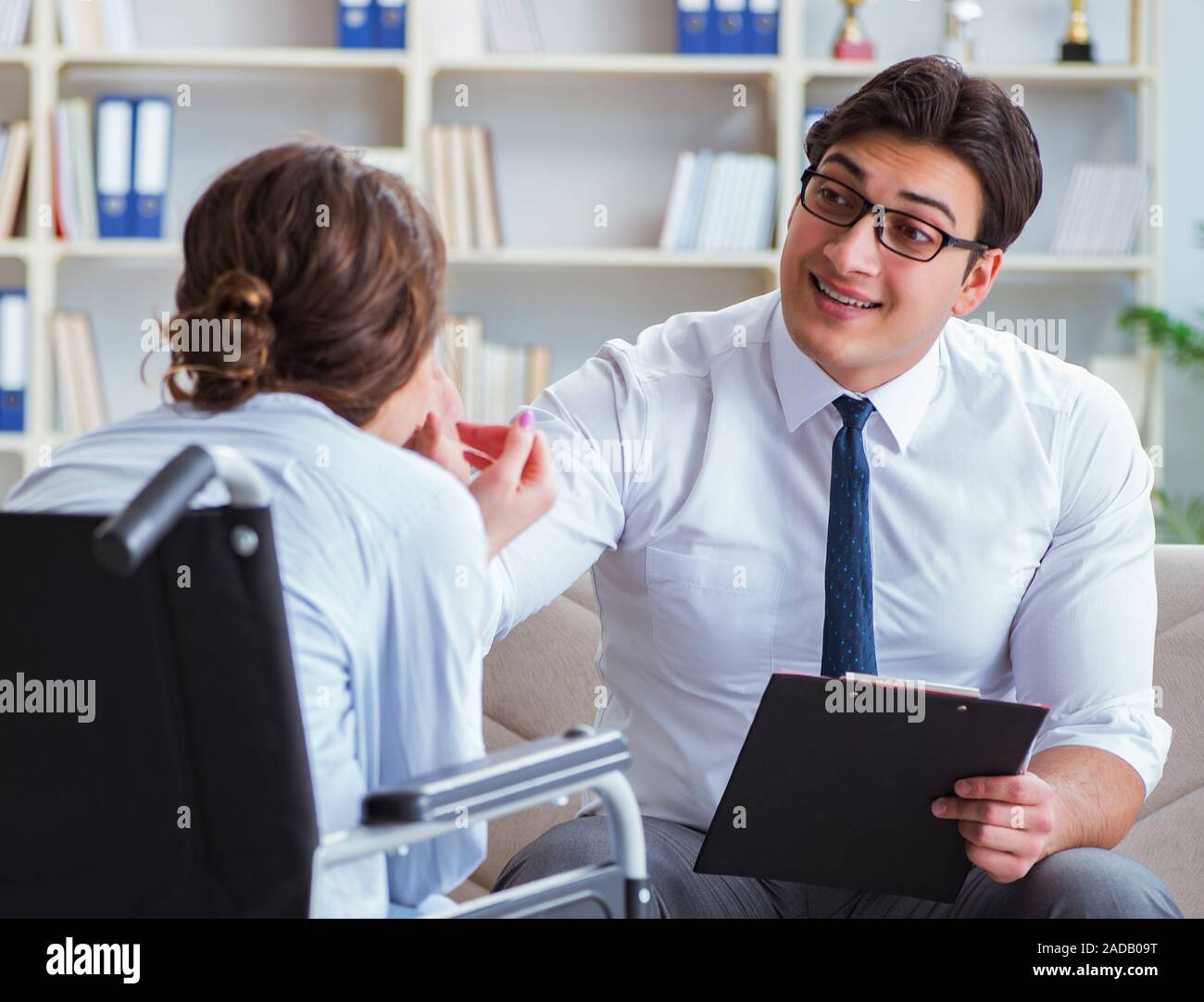 Patient visiting psychotherapist to deal with consequences of tr Stock ...