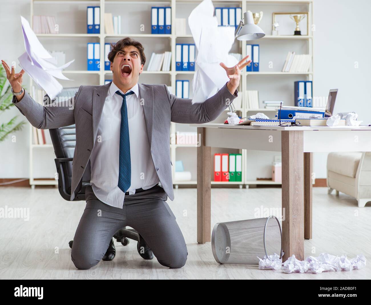 Angry Businessman shocked working in the office fired sacked Stock ...