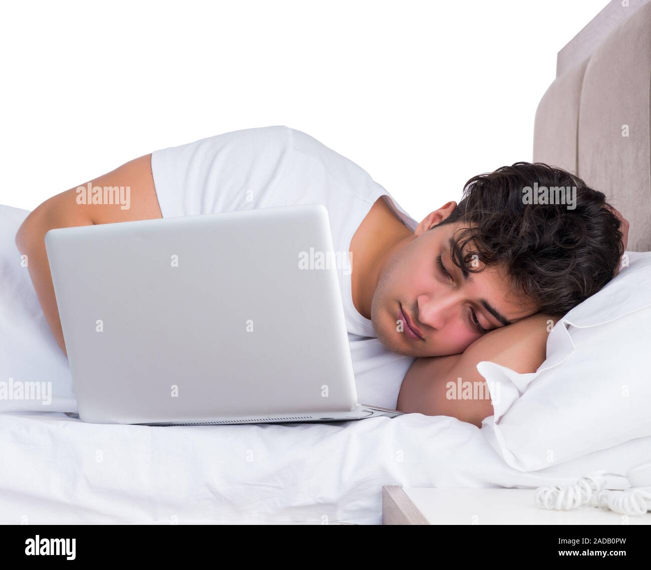 Man in bed suffering from insomnia Stock Photo - Alamy