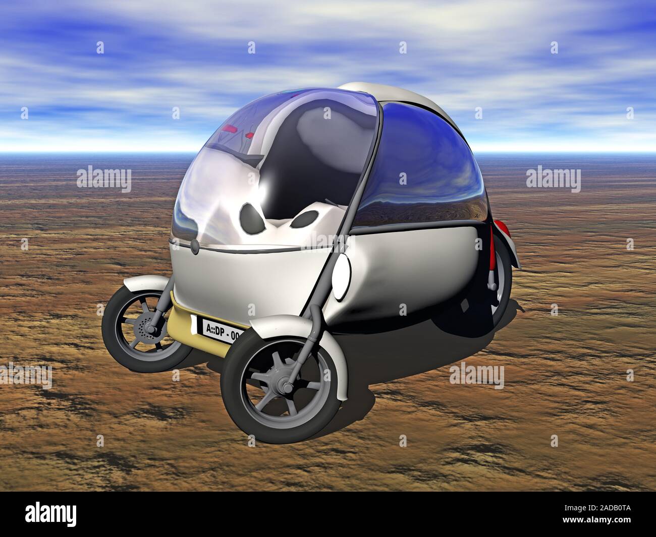 Three-wheeled electric car with cabin Stock Photo - Alamy