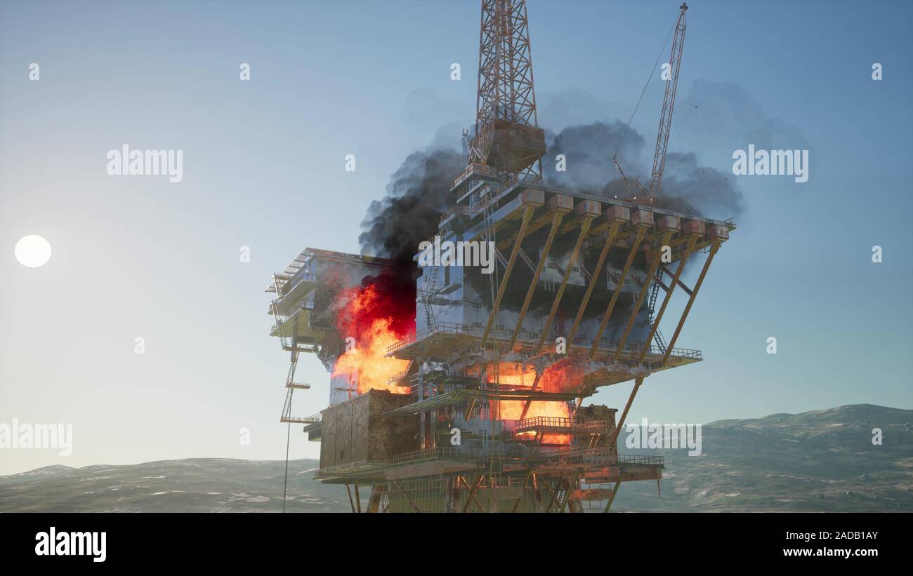 Offshore oil rig fire hi-res stock photography and images - Alamy