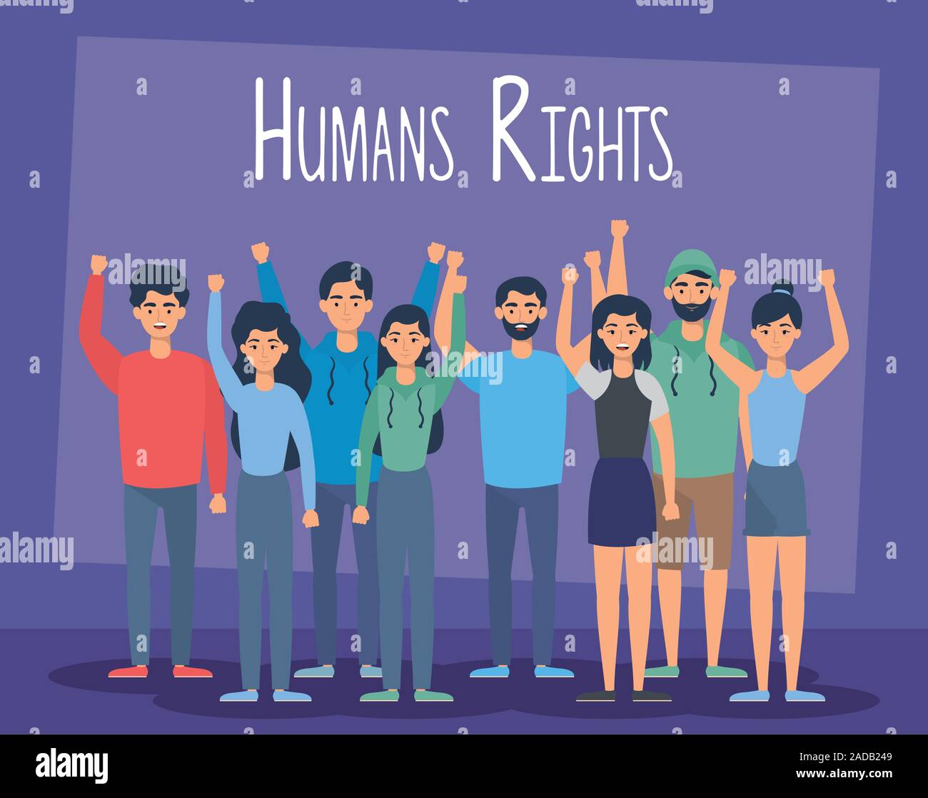 young people group with human rights label Stock Vector Image & Art - Alamy