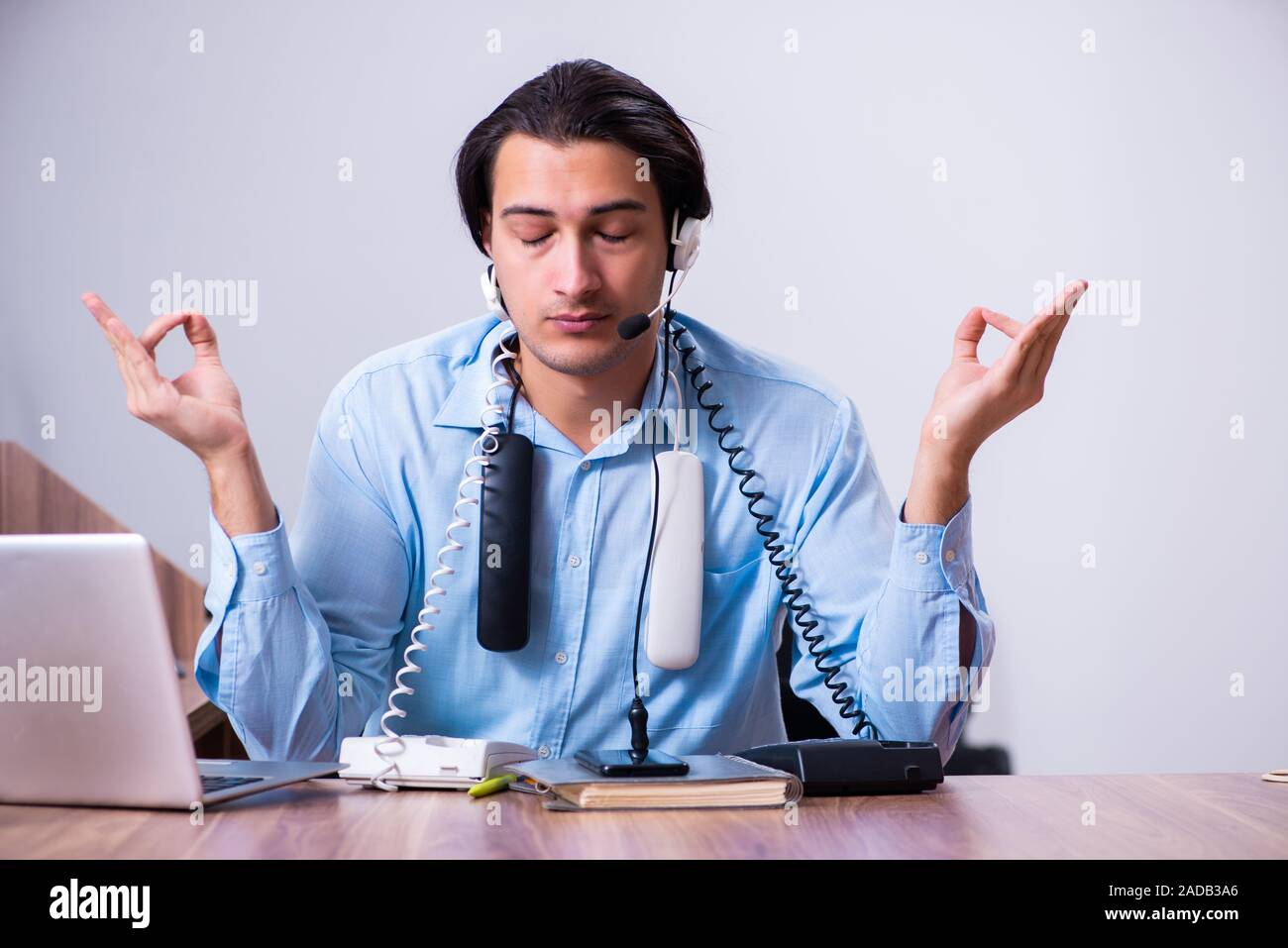 Stressed call center operator hi-res stock photography and images - Alamy