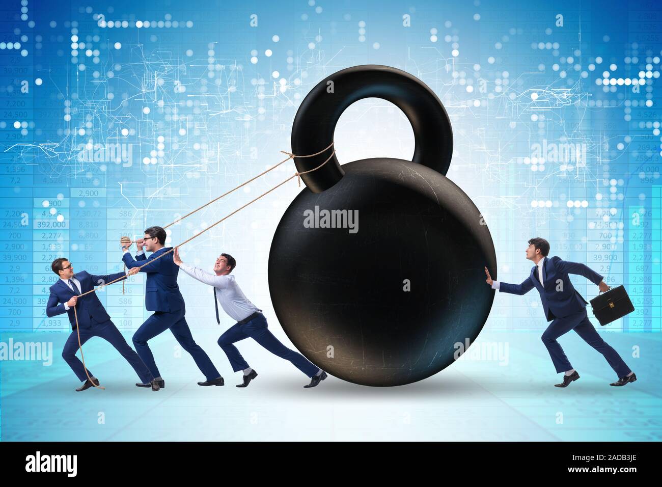 Businessmen trying to deal with difficult task Stock Photo - Alamy