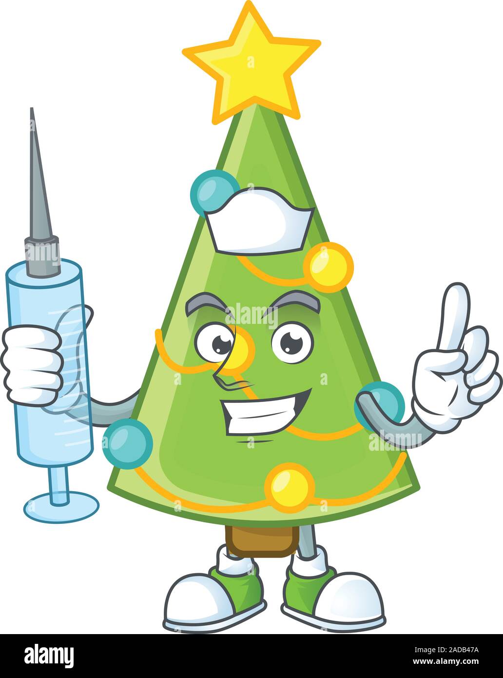 Cute Nurse christmas tree decoration character cartoon style with ...