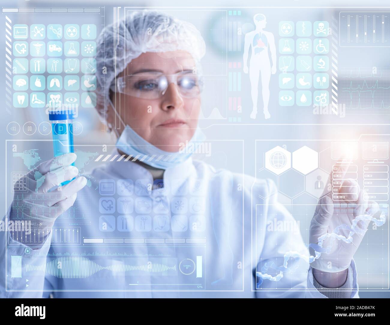 The woman doctor in telemedicine mhealth concept Stock Photo - Alamy
