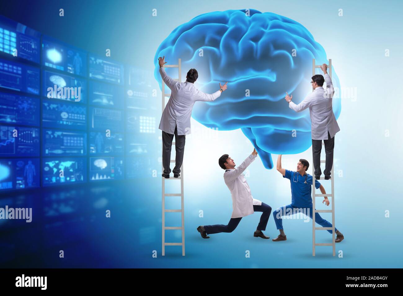 Team of doctors examining human brain Stock Photo - Alamy