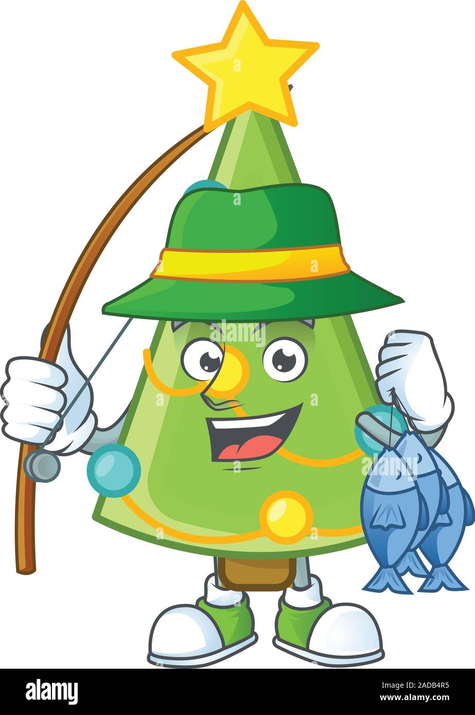 Happy smiley funny Fishing christmas tree decoration design Stock ...