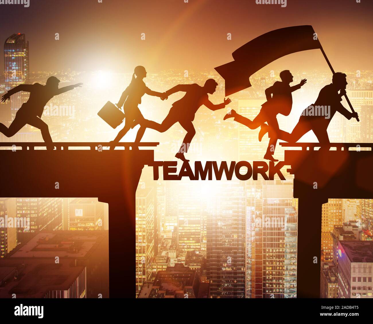 Teamwork concept with Business people crossing bridge Stock Photo - Alamy