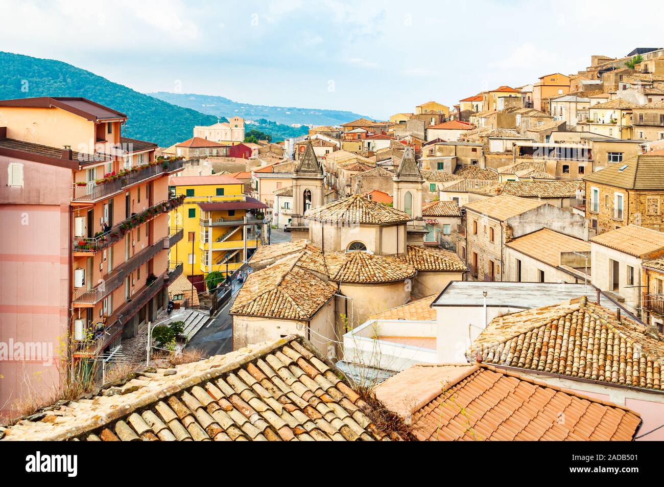 Traditional Italian village scenery. Cityscape of Curinga in Calabria ...