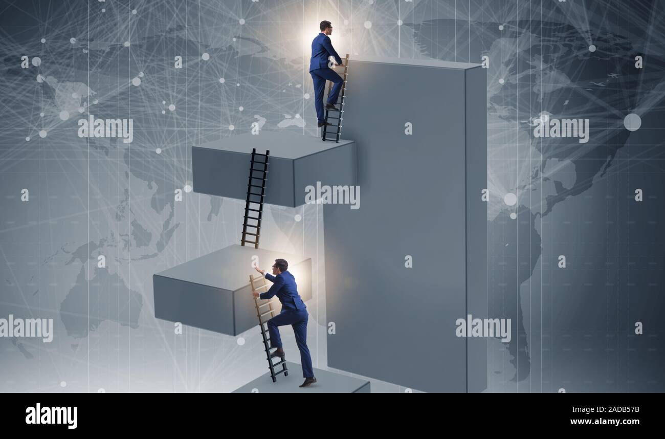 Businessman climbing blocks in career ladder busin hi-res stock ...