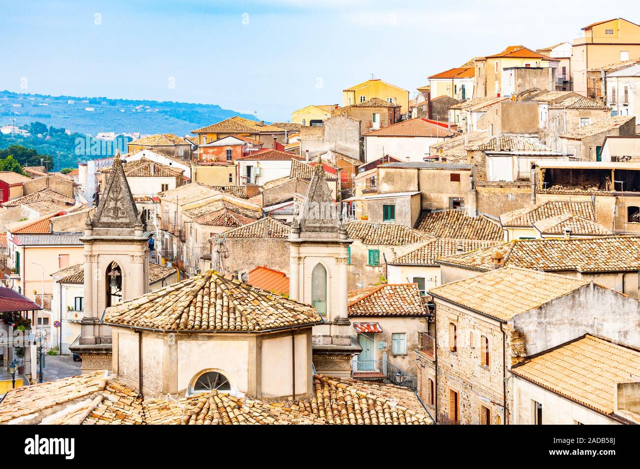 Traditional Italian village scenery. Cityscape of Curinga in Calabria ...