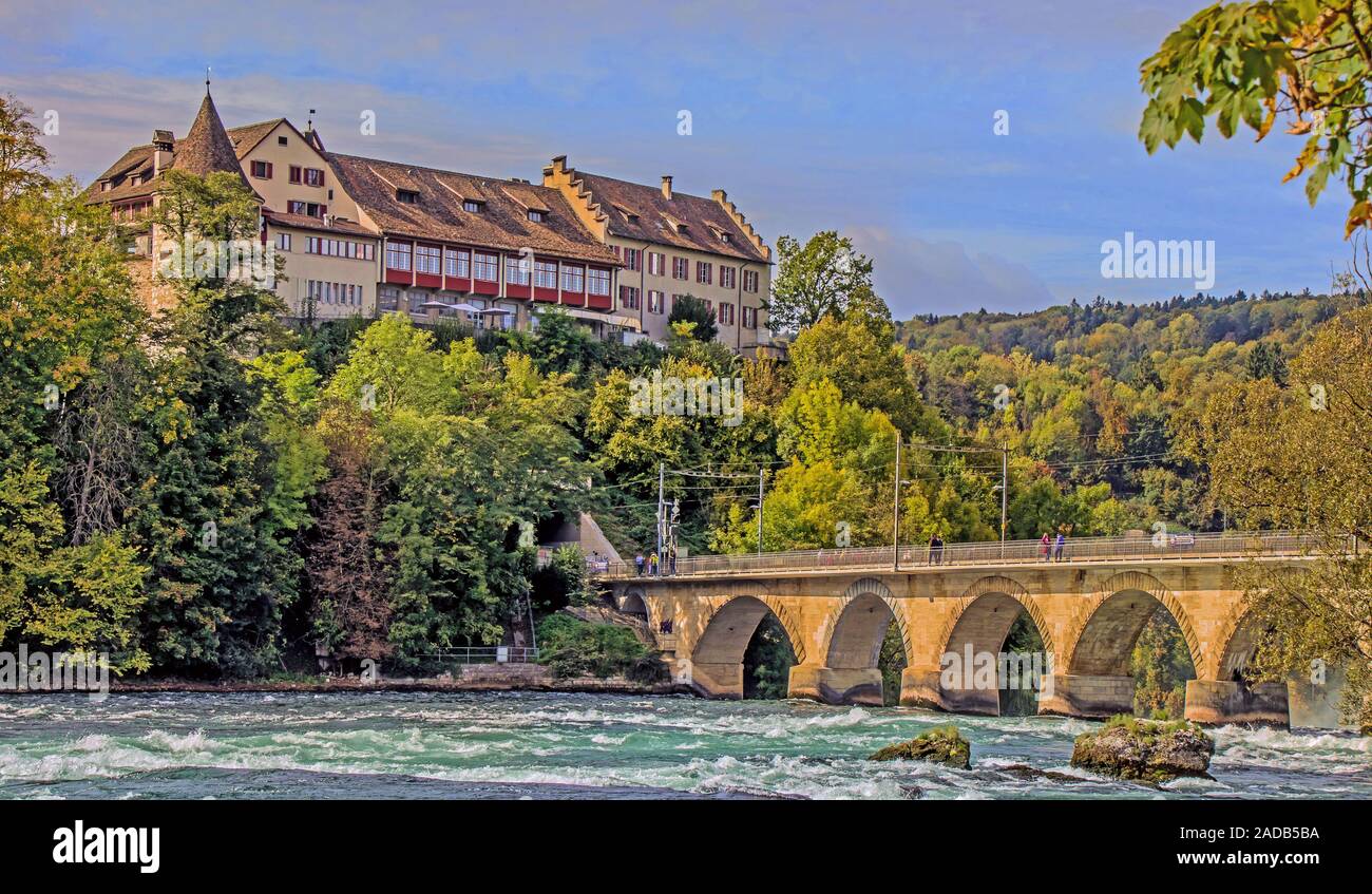 Rhine falls and schloss laufen castle hi-res stock photography and ...