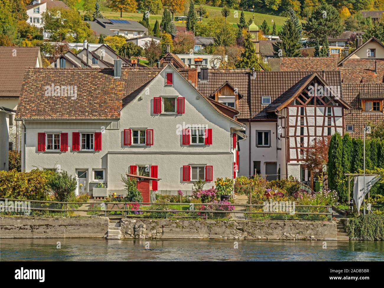 Building on the Rhine share Flurlingen, Canton Zürich, Switzerland ...