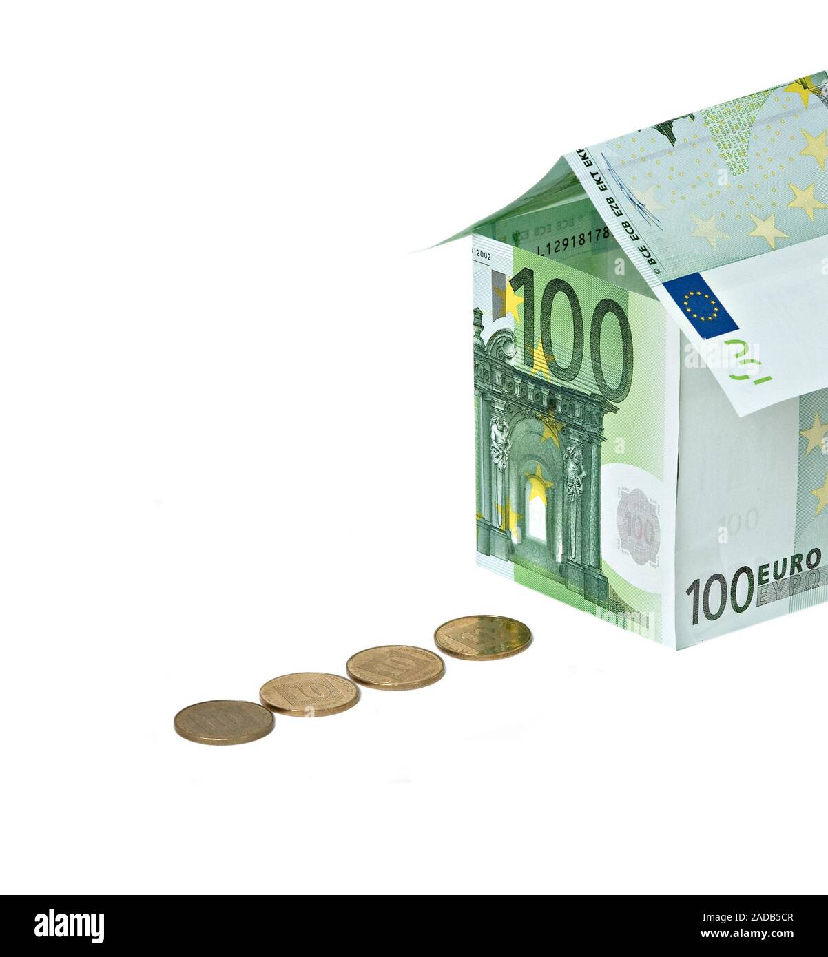 Money home and coin path isolated on white background Stock Photo - Alamy
