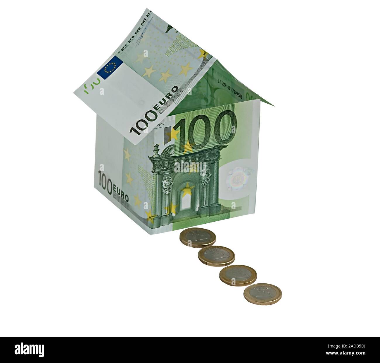 Money home and coin path isolated on white background Stock Photo - Alamy