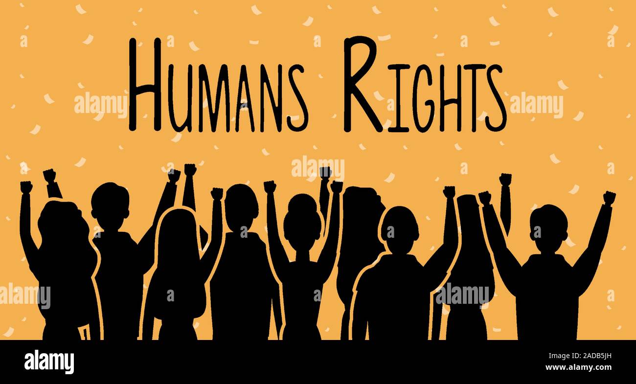group of people back with human rights label Stock Vector Image & Art ...
