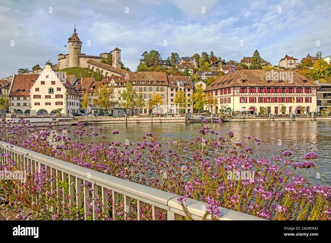 High Rhine Schaffhausen with Fortress Munot and old town, Switzerland ...