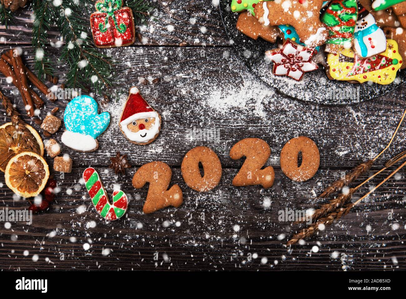 Different ginger cookies 2020 year Stock Photo - Alamy