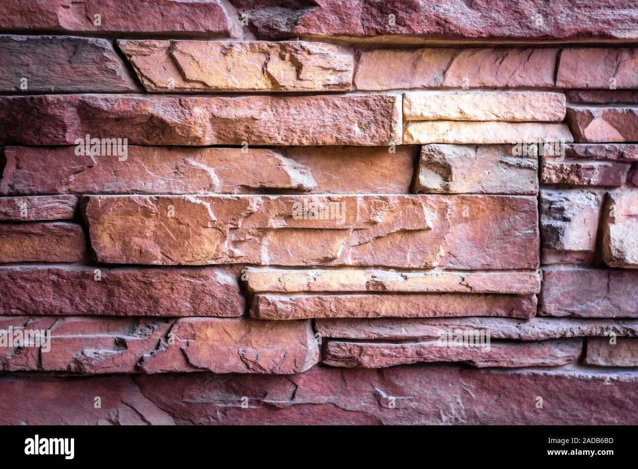 Colorful thin cut stone brick wall background texture abstraction Stock ...