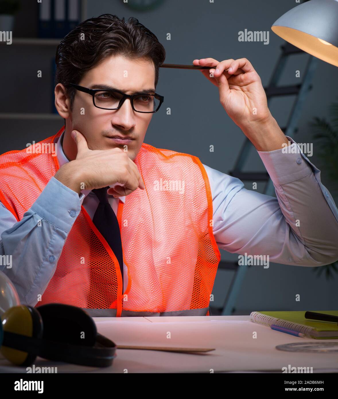Concerned construction worker blue hi-res stock photography and images ...