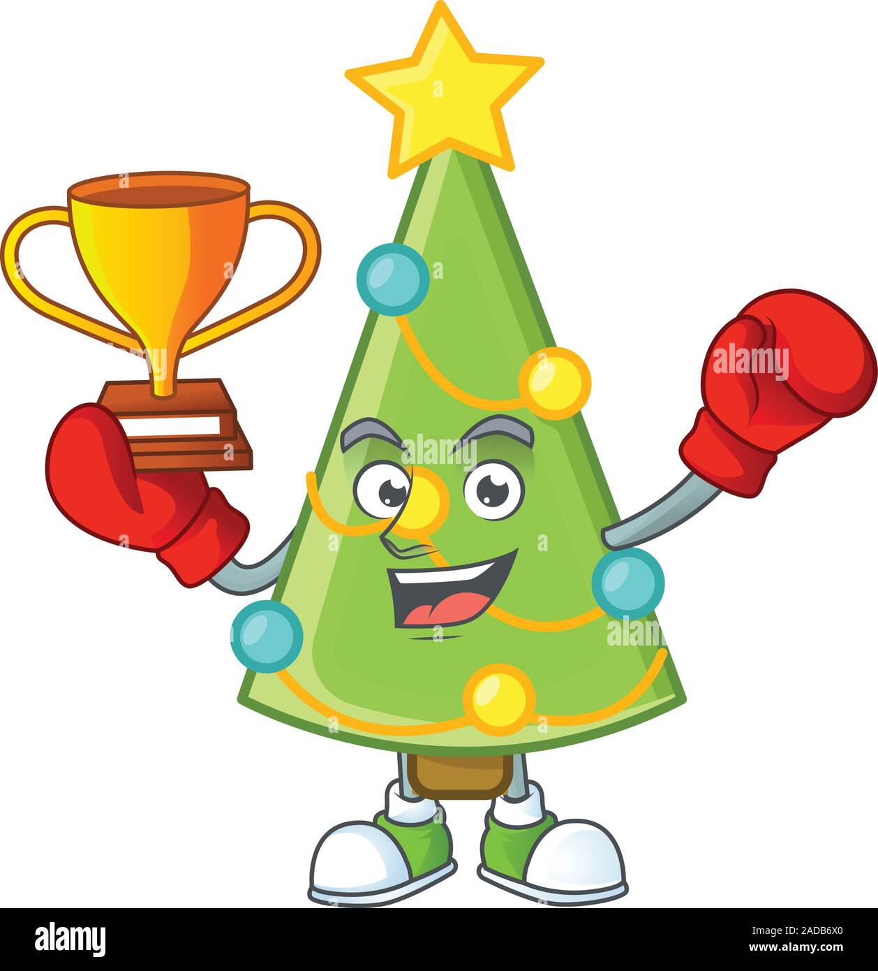 Super cool Boxing winner christmas tree decoration in mascot cartoon ...