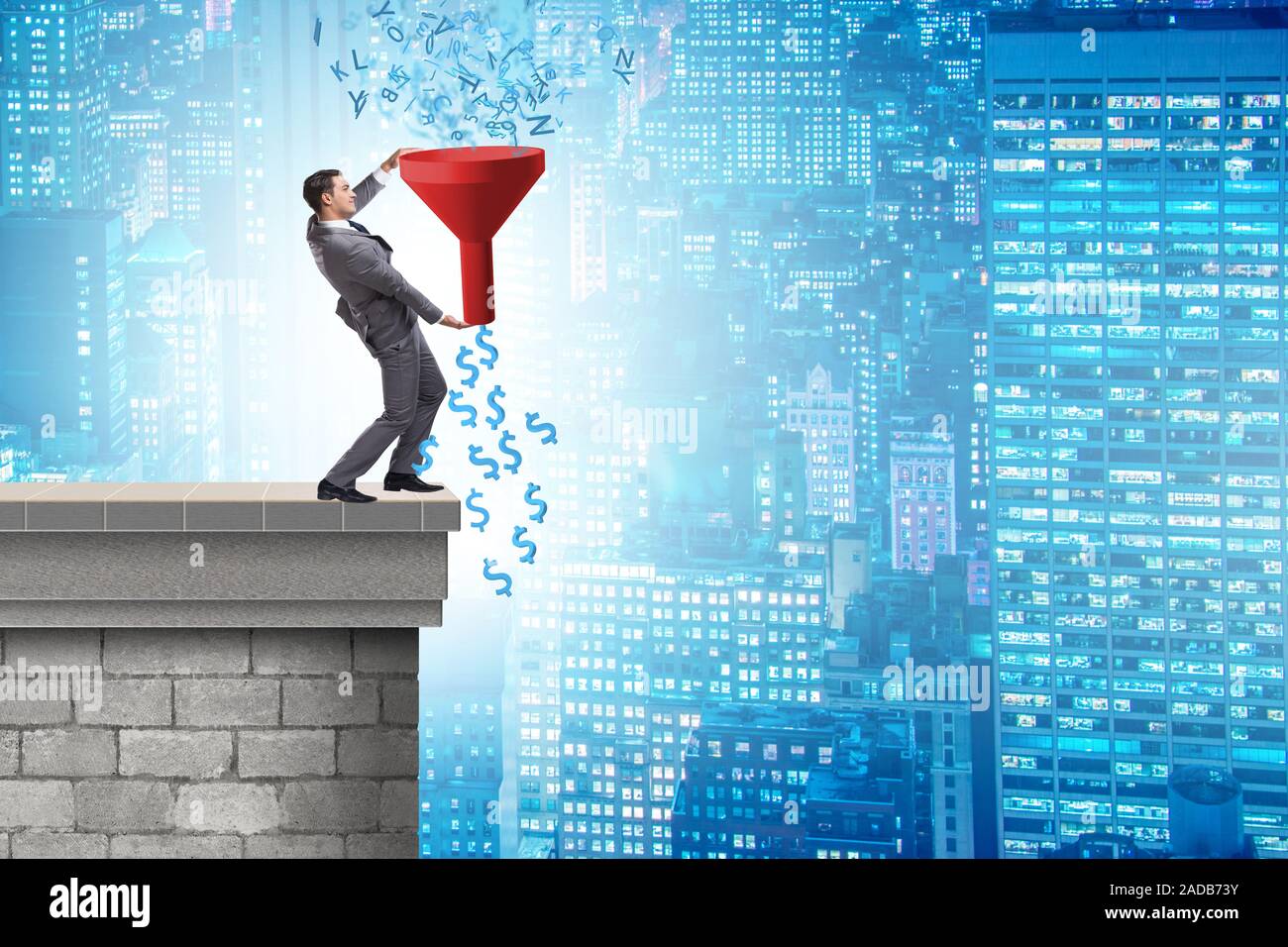 Data monetization concept with funnel and Businessman Stock Photo - Alamy