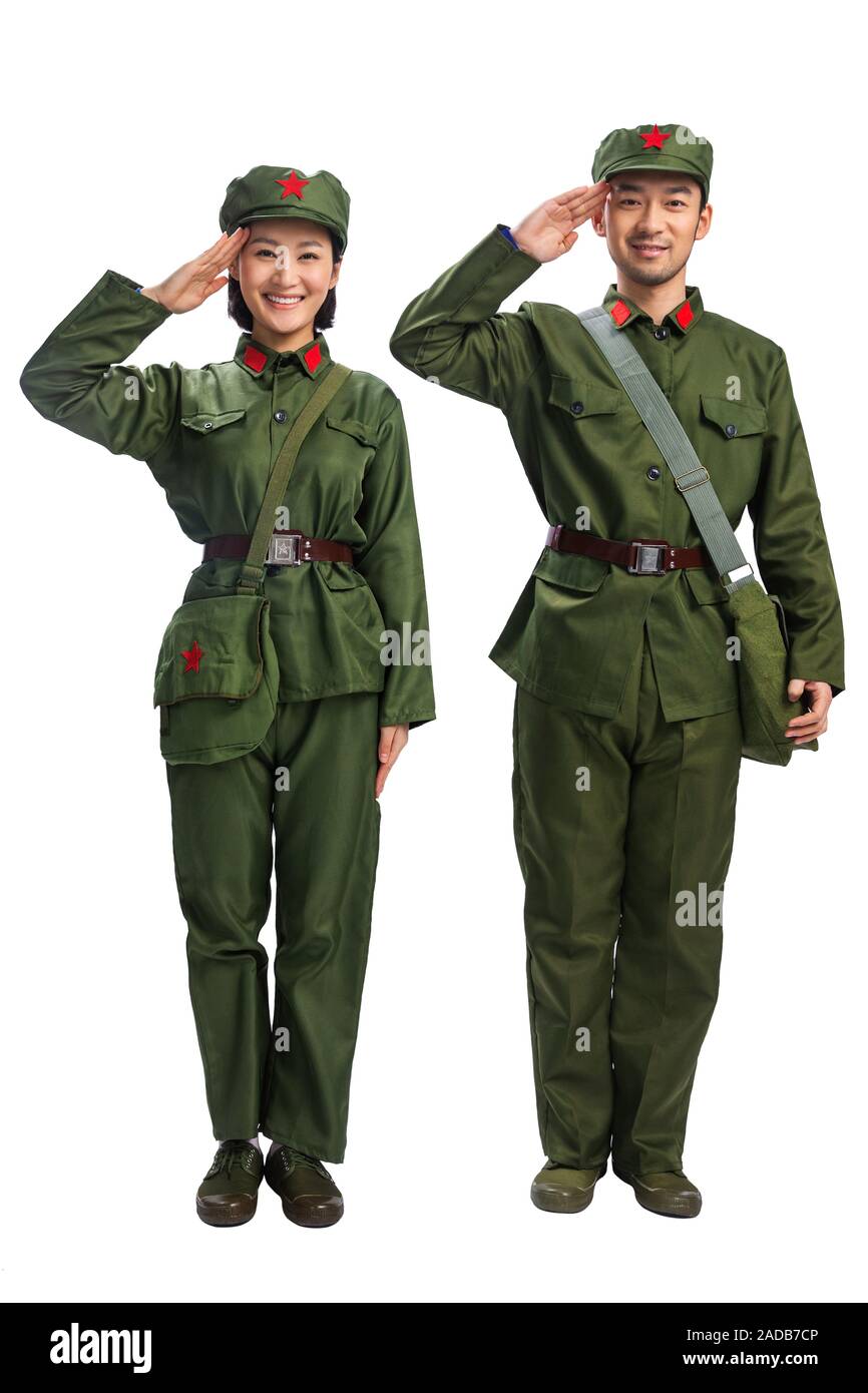 Young couple photo in uniform Stock Photo - Alamy