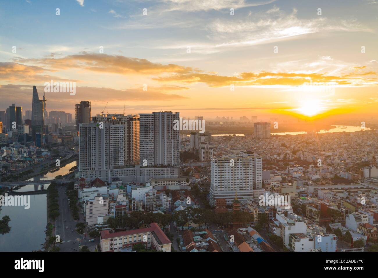 Aerial view of Ho Chi Minh city under sunset sky Stock Photo - Alamy