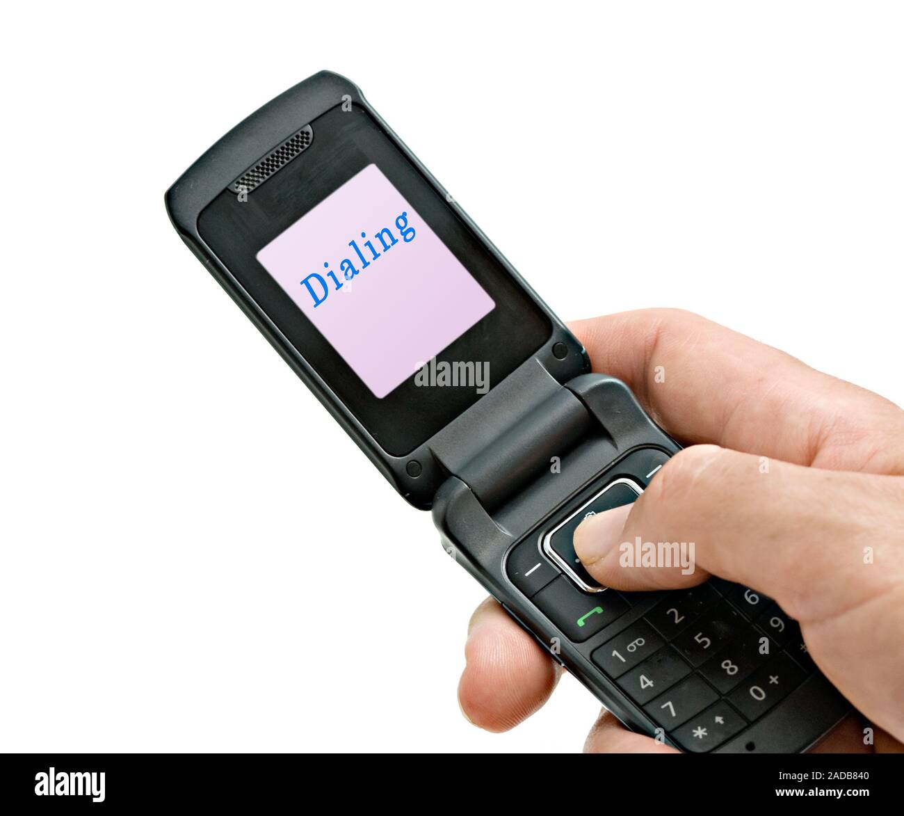 Mobile phone with "Dialing" shown on its screen Stock Photo - Alamy
