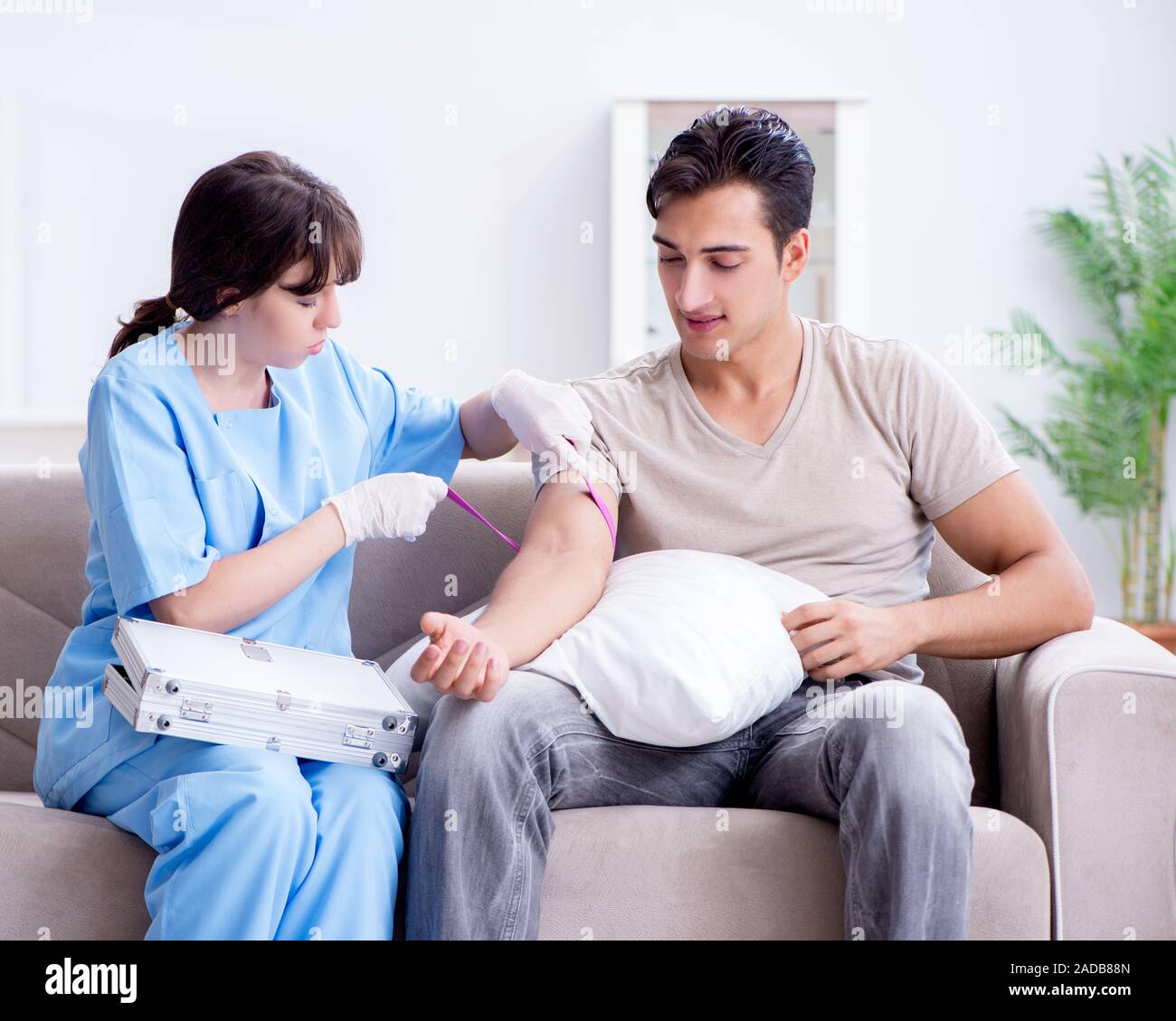 Patient getting blood transfusion in hospital clinic Stock Photo - Alamy