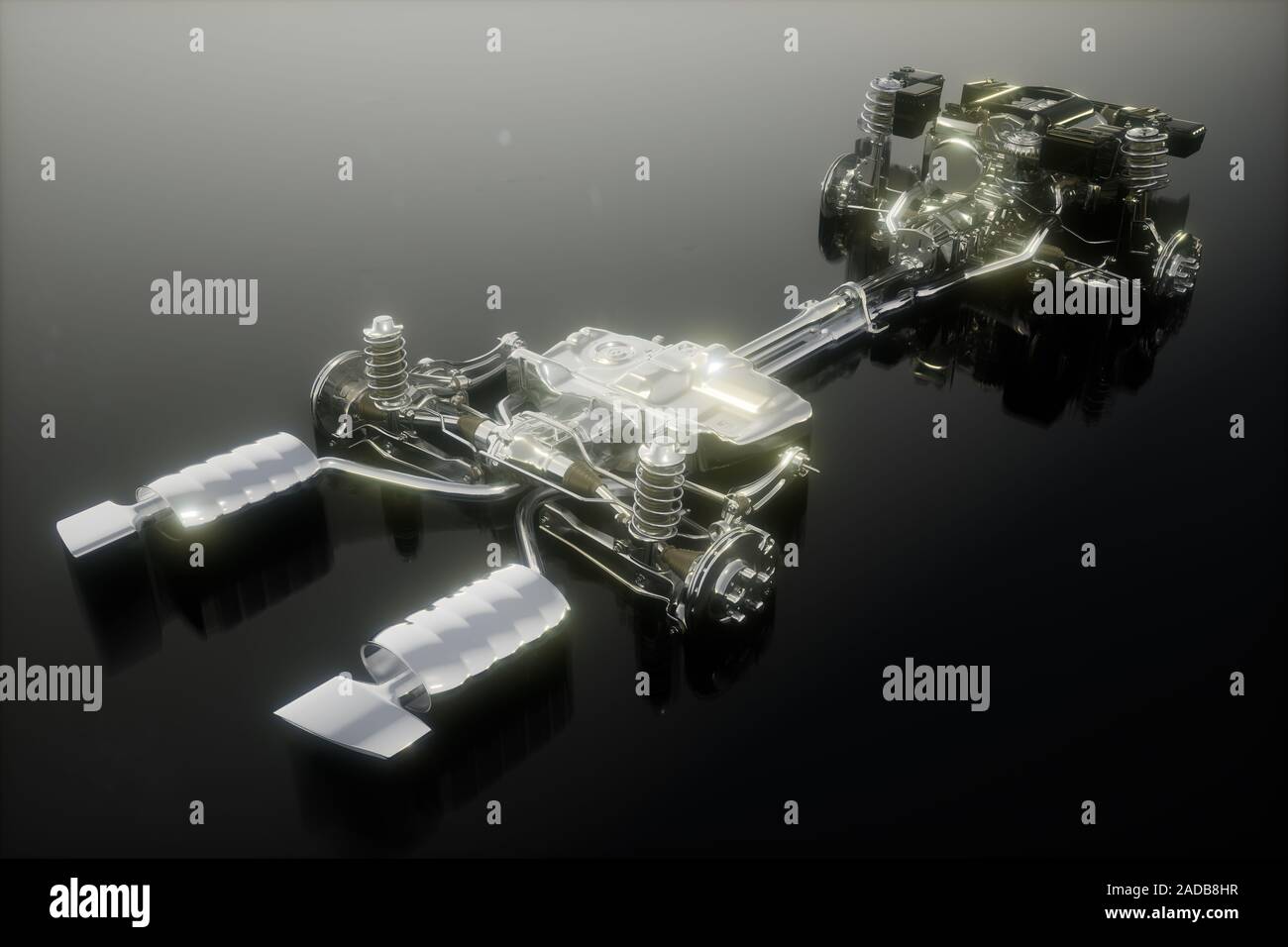 engine and other parts visible in car Stock Photo - Alamy