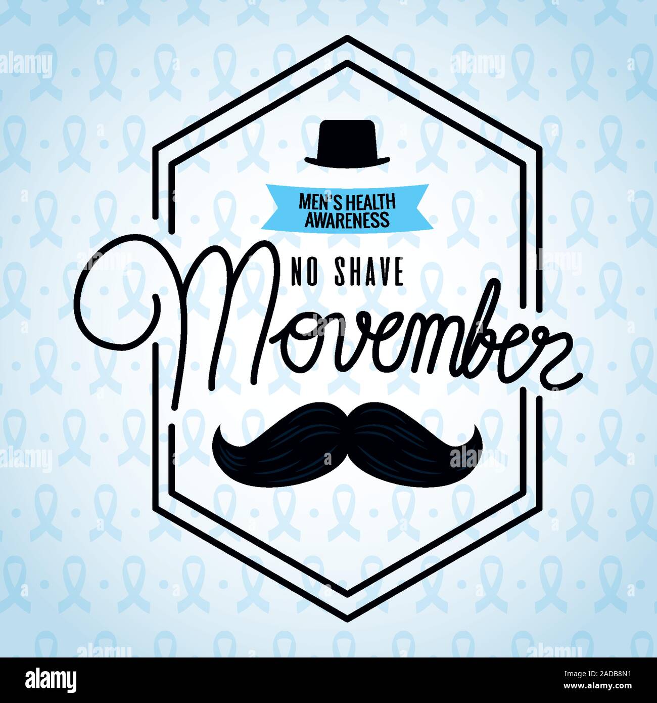movember celebration card with mustache and hat Stock Vector Image ...