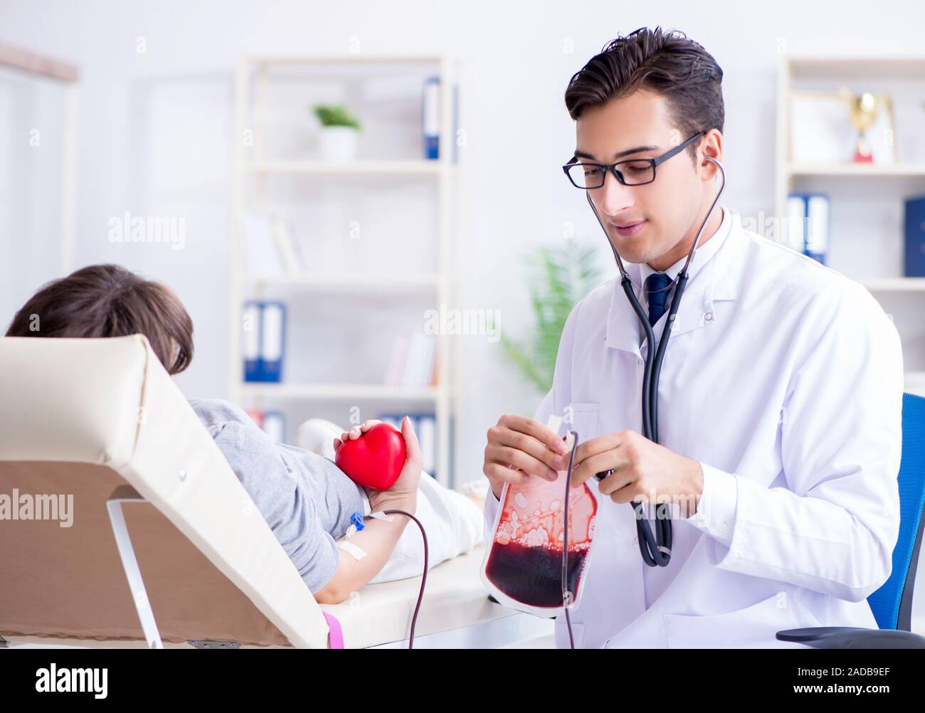 Patient getting blood transfusion in hospital clinic Stock Photo - Alamy